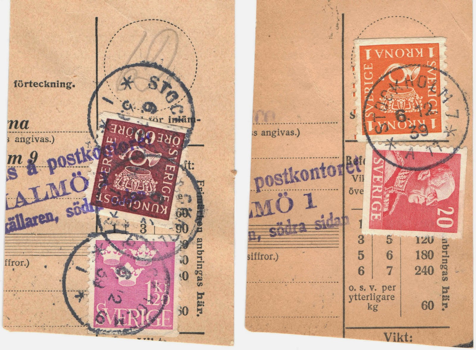 Swedish Definitive Stamps - 1937 to 1973: Mixed stamps from Stockholm ...