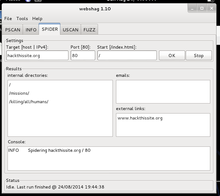 MELIORATE: WEBSHAG : Scan a Web server@Kali Linux