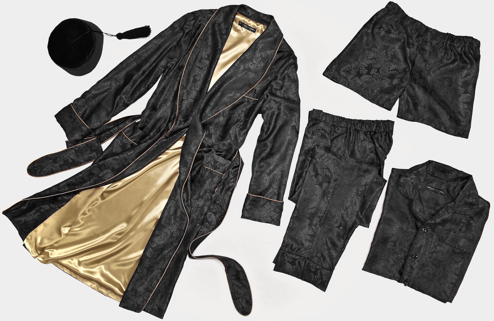 Men's Luxury Vintage Style Silk Dressing Gowns, Classic Robes and Pajamas