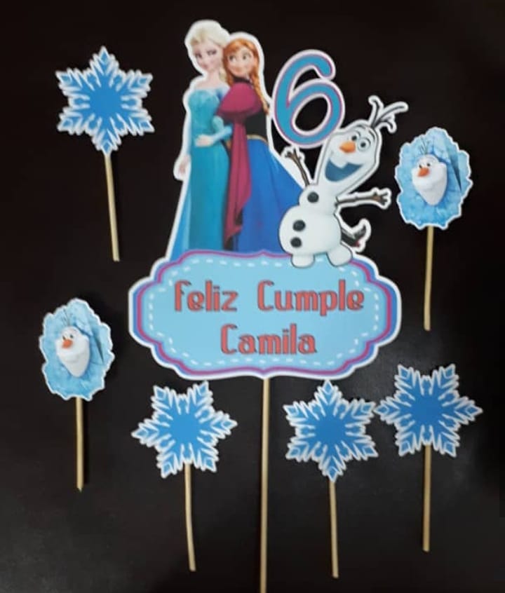 Topper Personalizado Frozen Camila 6 - Mis Toppers Tus Toppers