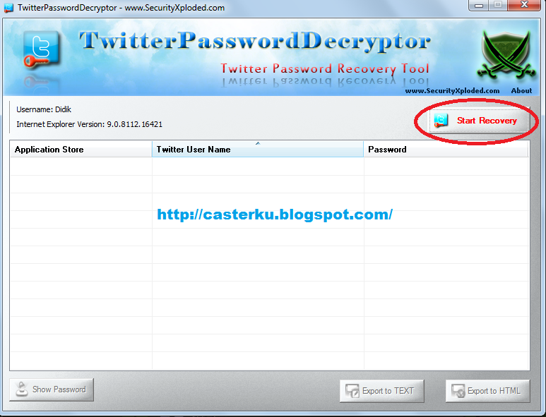 casterku: Cara Hack Twitter Menggunakan Software Twitter Password Decryptor