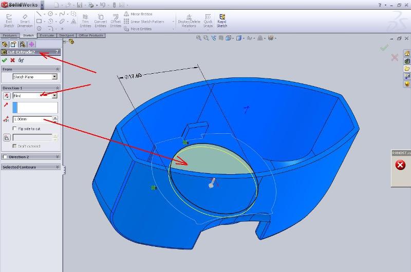 SOLIDWORKS simple tutorials: EXTRUDE CUT