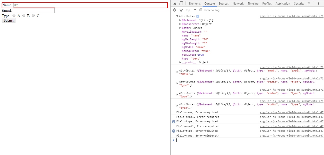 Code Samples Angularjs Focus Specific Error Input On Form Submit