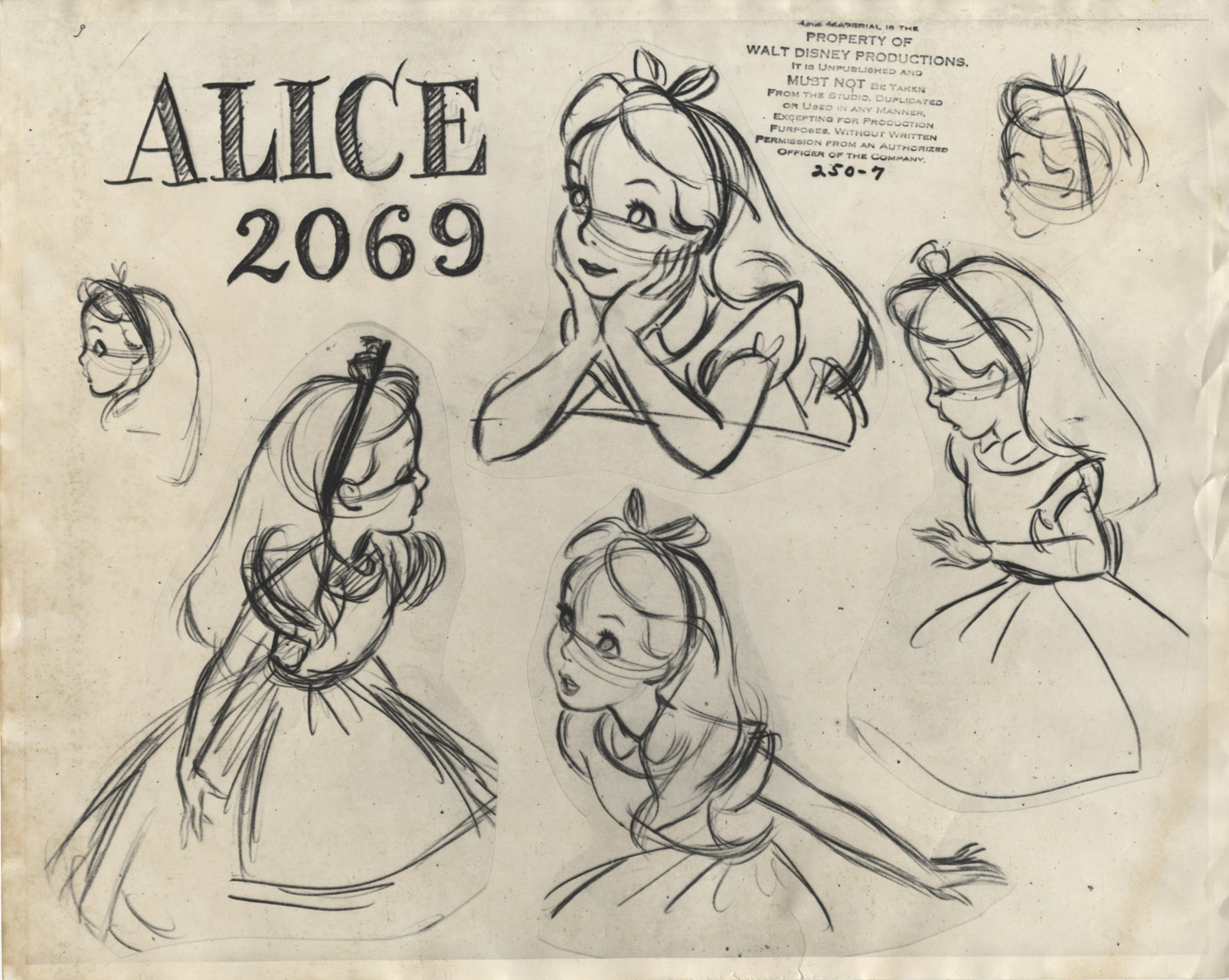Vintage Disney Alice in Wonderland: Model Sheet of Alice from February ...