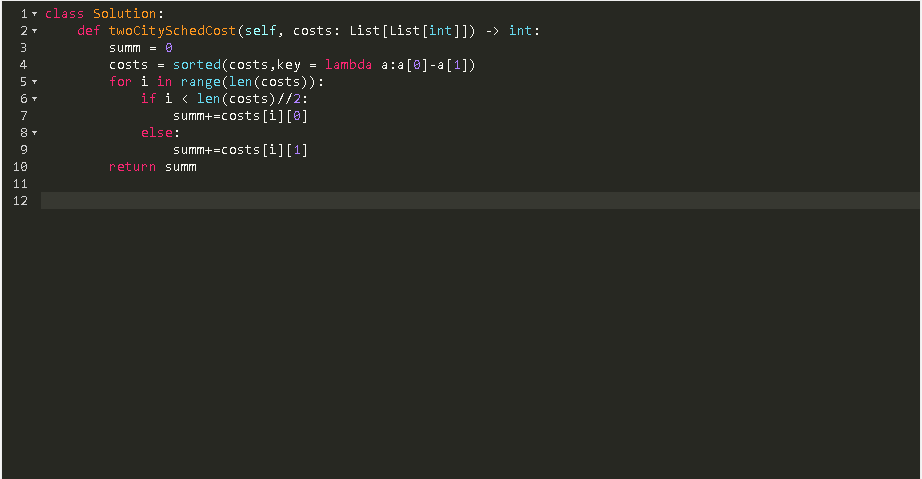 Two City Scheduling LeetCode challenge June Day 3 Two City Scheduling LeetCode challenge June Day 3