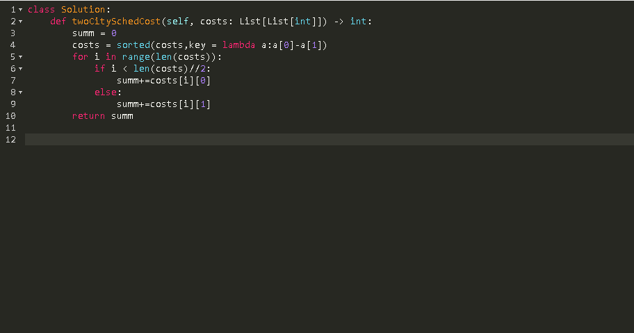 Two City Scheduling LeetCode challenge June Day 3 Two City Scheduling LeetCode challenge June Day 3