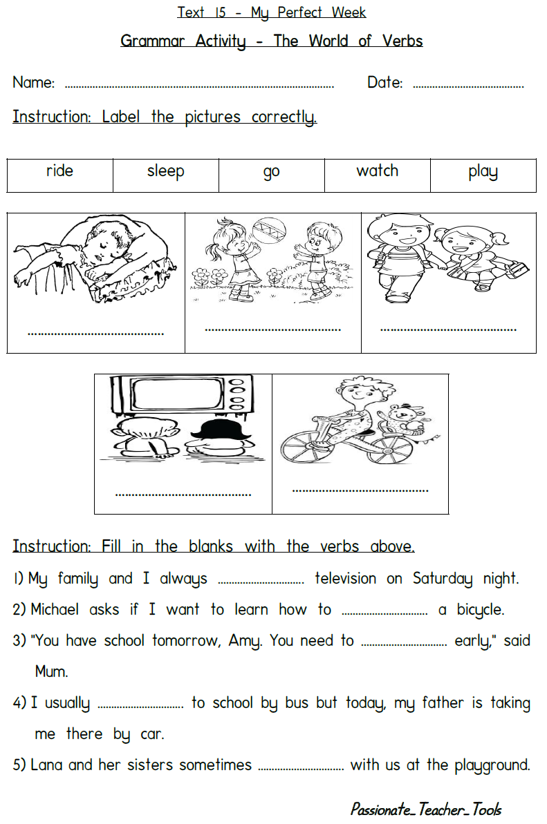 Passionate Teacher Tools: Text 15 - My Perfect Week (With Activities)