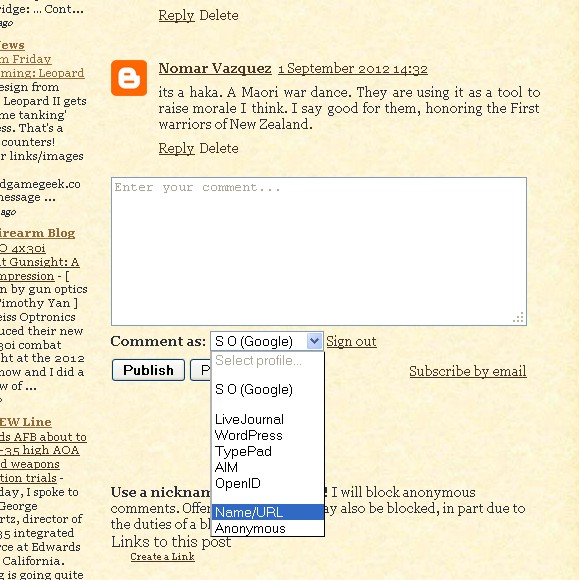 Defence and Freedom: Anonymous comments