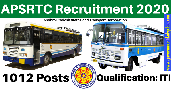 APSRTC APPRENTICE NOTIFICATION 2020 FOR 1012 ITI APPRENTICE JOBS