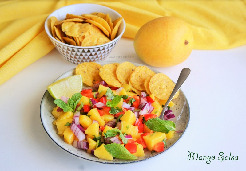 Mango Salsa Recipe | Mango & Mint Salsa | Mango Salsa with corn chips ...
