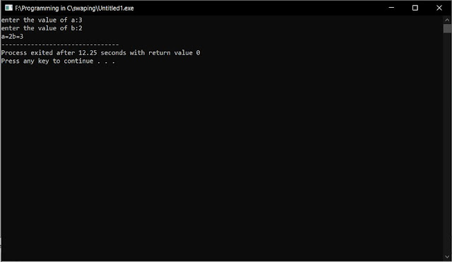 write aSwapping two values in C without using temp variable:-