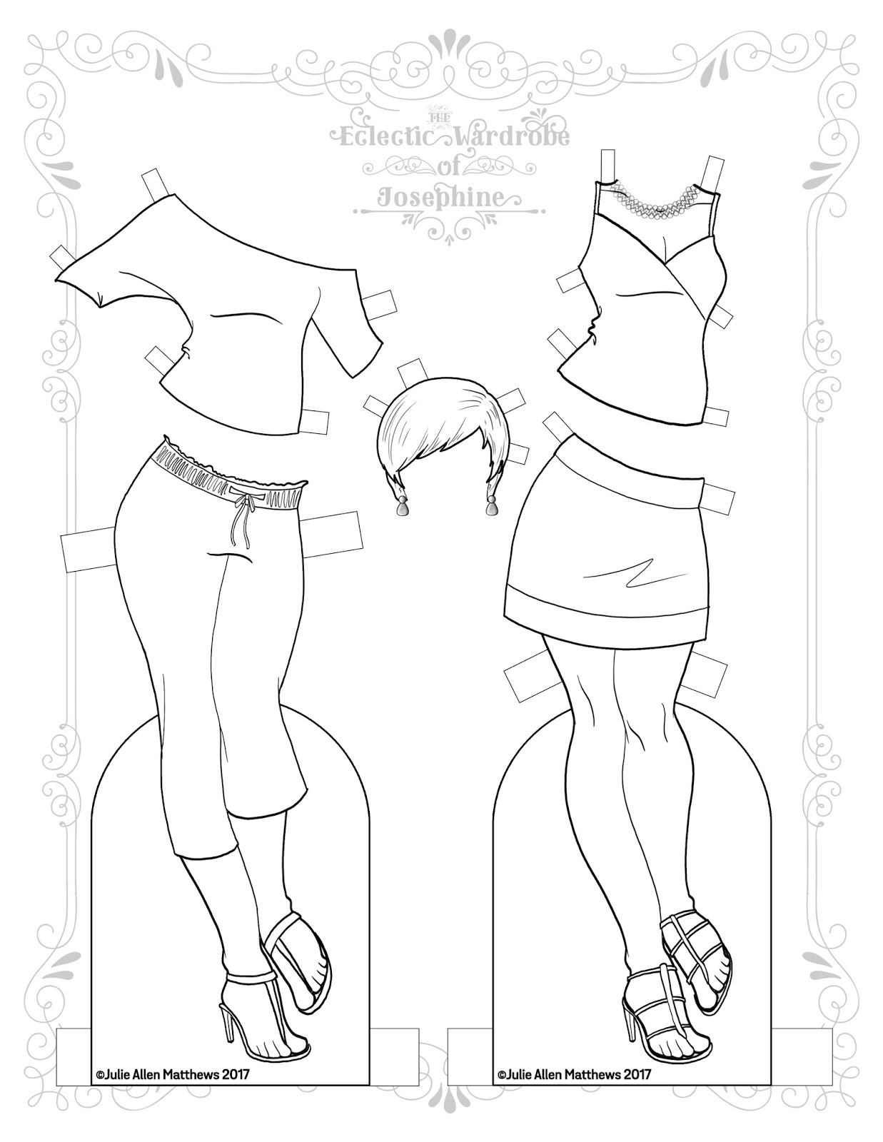 Paper Doll School: The Eclectic Wardrobe of Josephine - Coloring Sheet 2