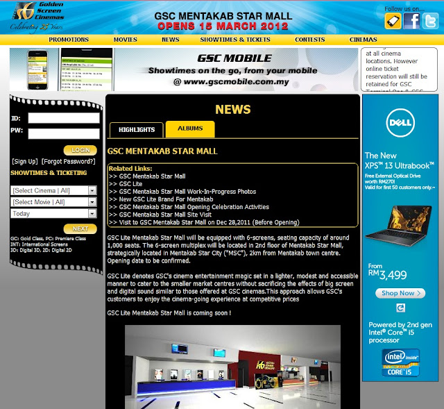 Mersing.my: Panggung GSC Cinema Lite Star Mall Mentakab di buka