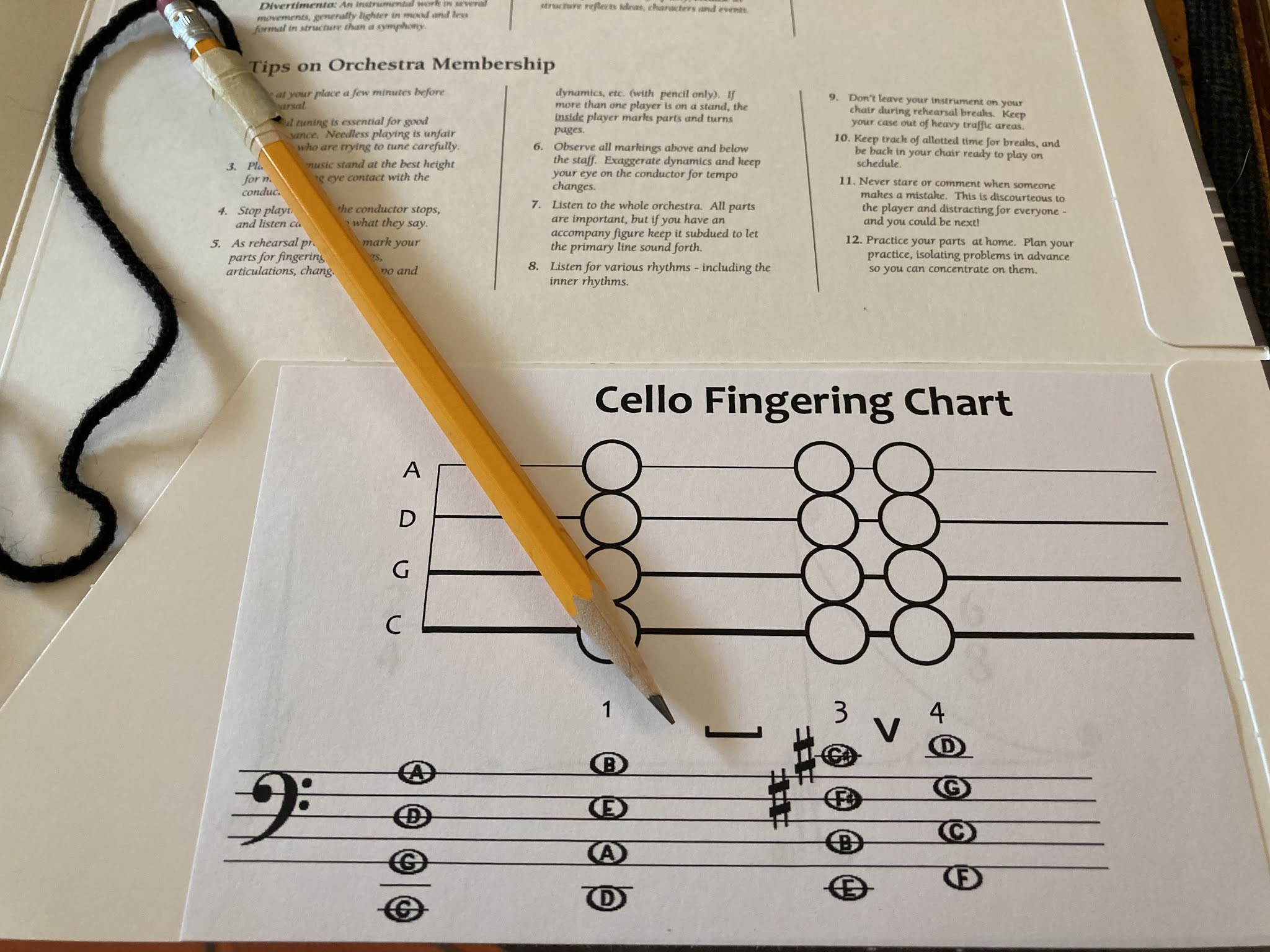 Teaching Elementary Orchestra : Fingering Charts for Folders