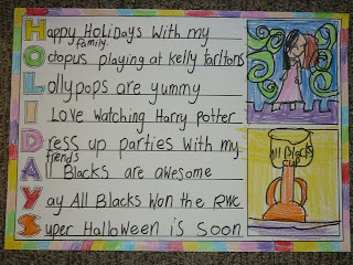 Miss Baker's Beaut Bunch: Look at our holiday acrostic poems!