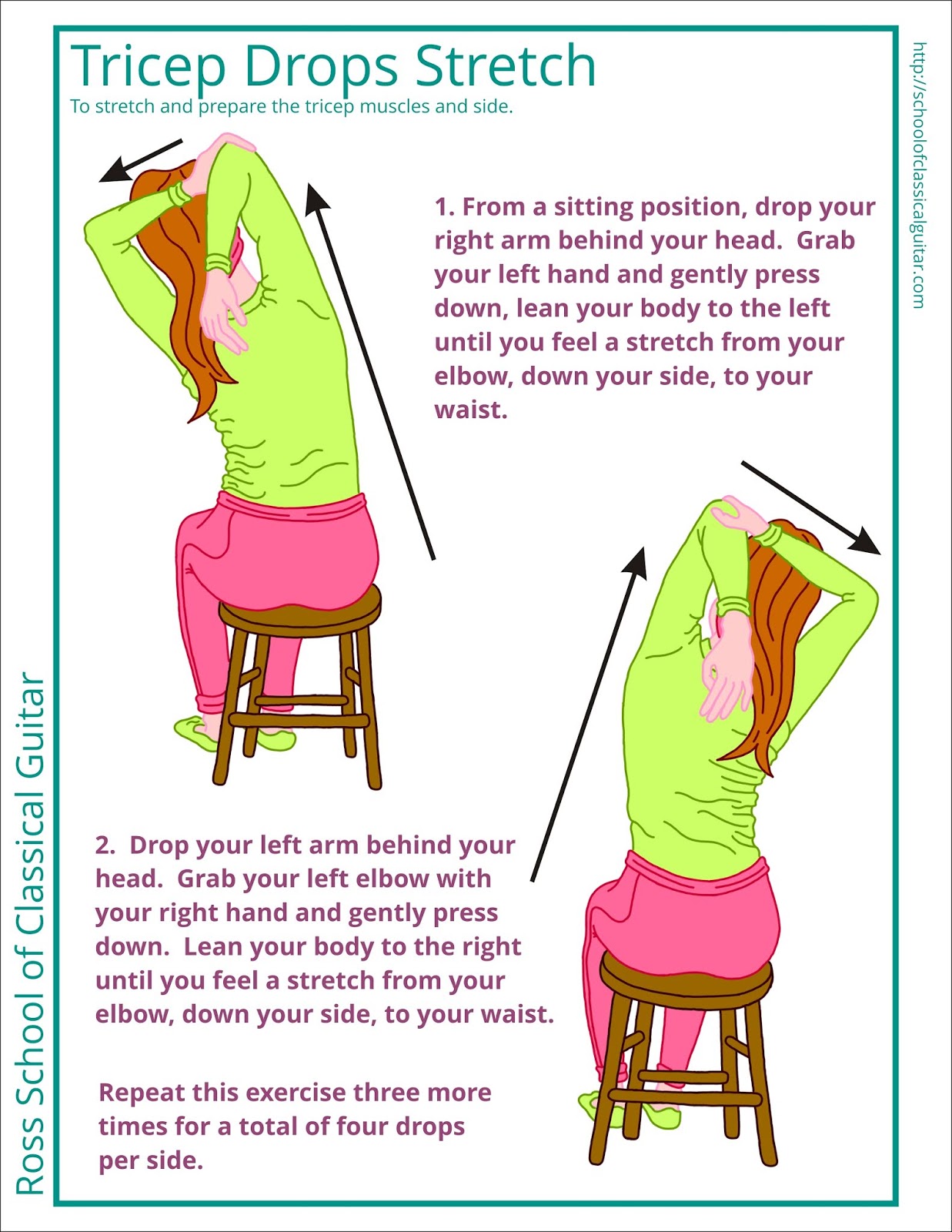 Ross School of Classical Guitar: Tricep Drops Guitar Player Back and ...