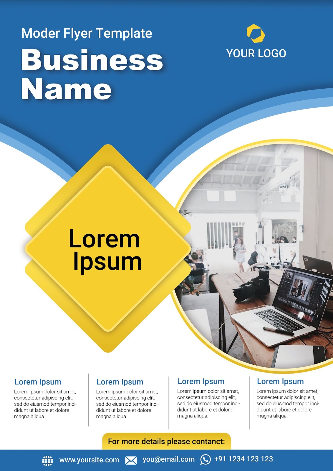 Business flyer template design layout PSD file free download | Kafeel ...