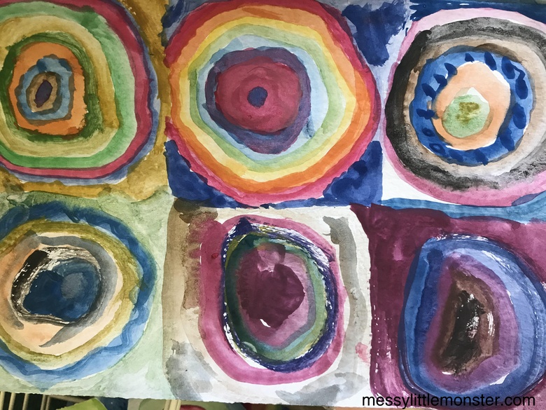 Kandinsky Circles Painting for Kids - Messy Little Monster
