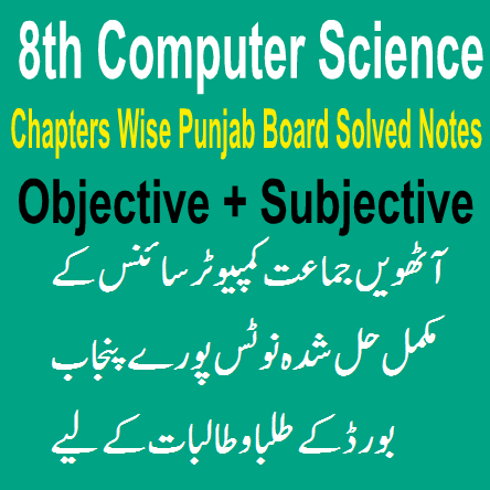 8th Class Computer PDF Notes Download Punjab Board - EASY MCQS QUIZ TEST