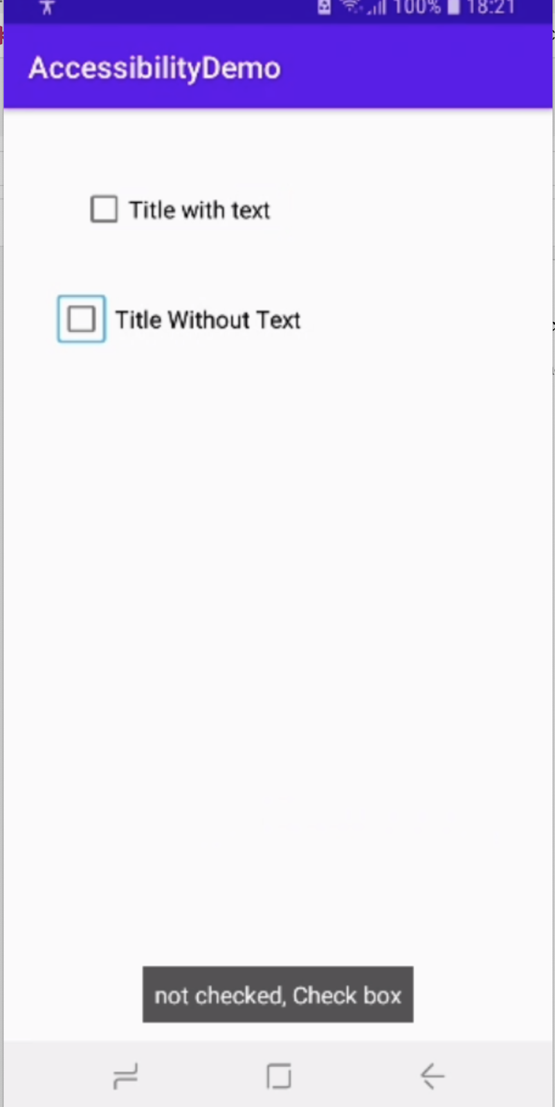 Android Feed: Accessibility : Checkbox