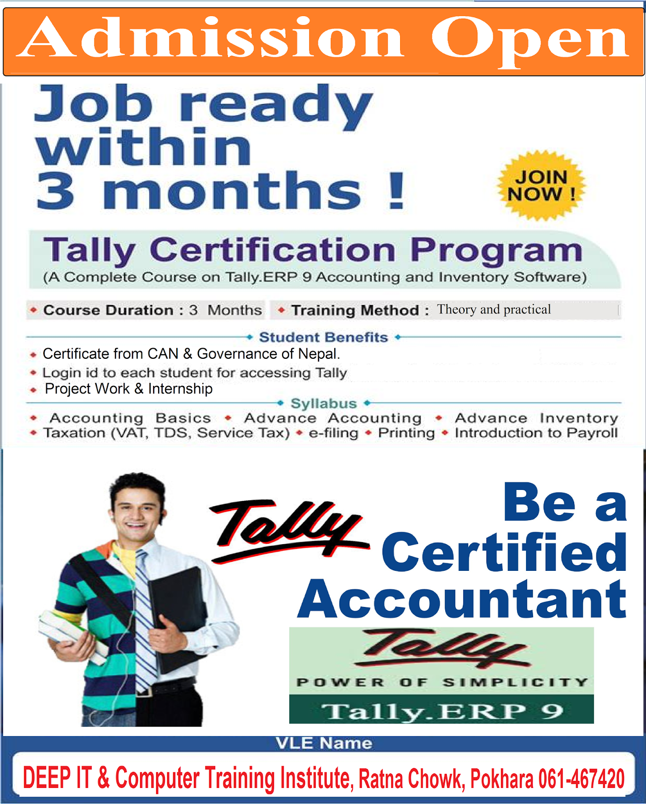 Admission Open- Tally Certification Program - DEEP Computer Institute