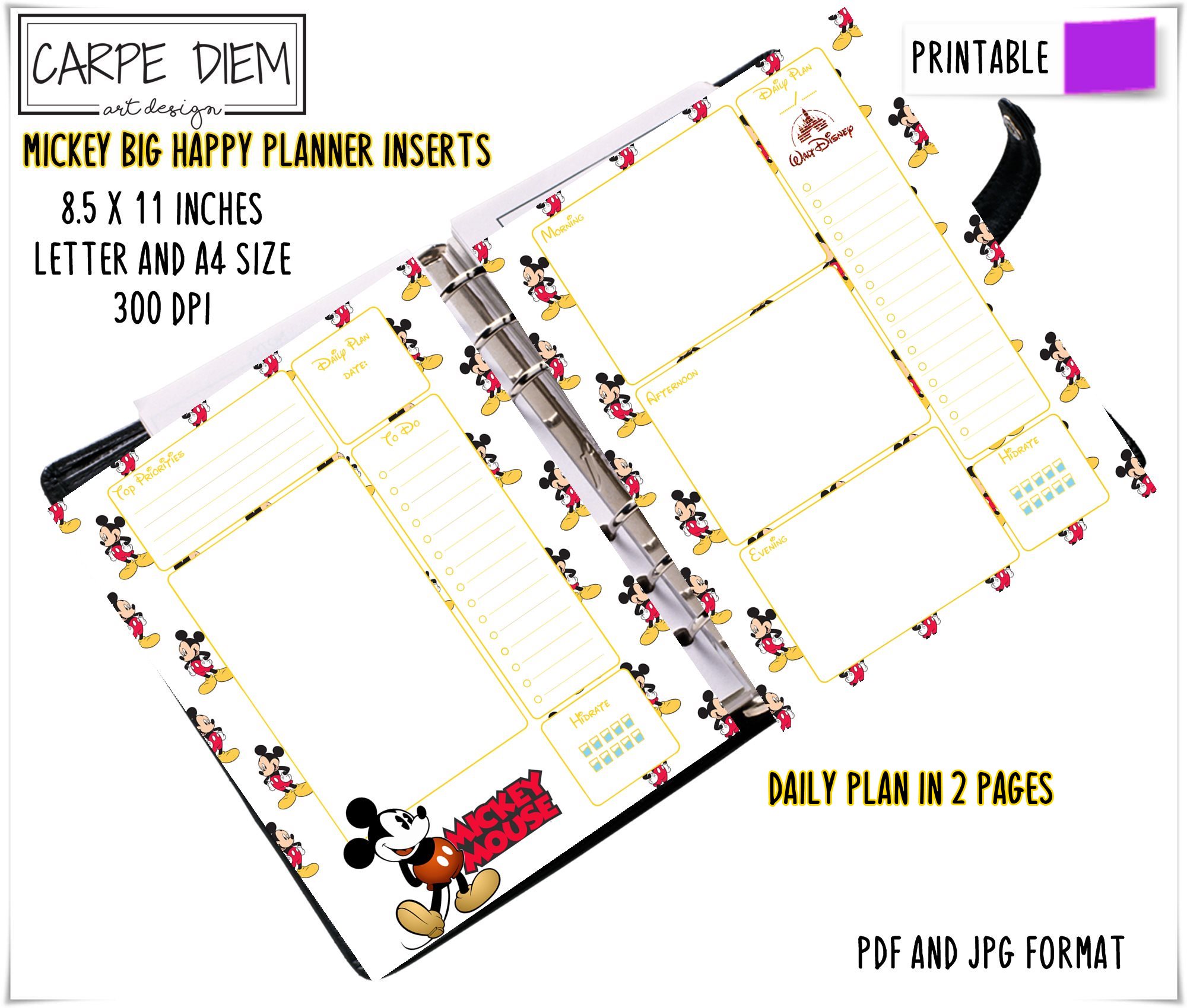 Mickey Big HP Printable Planner - Carpe Diem Printables & POD stuff