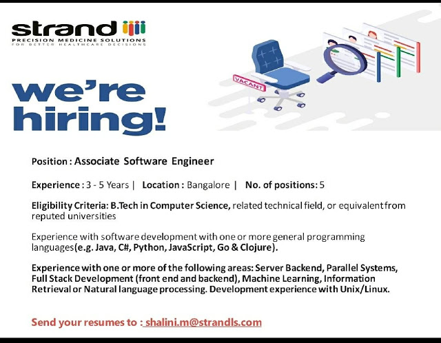 UDYOG ADDA: Hiring Associate Software Engineer @ Strand Life Sciences