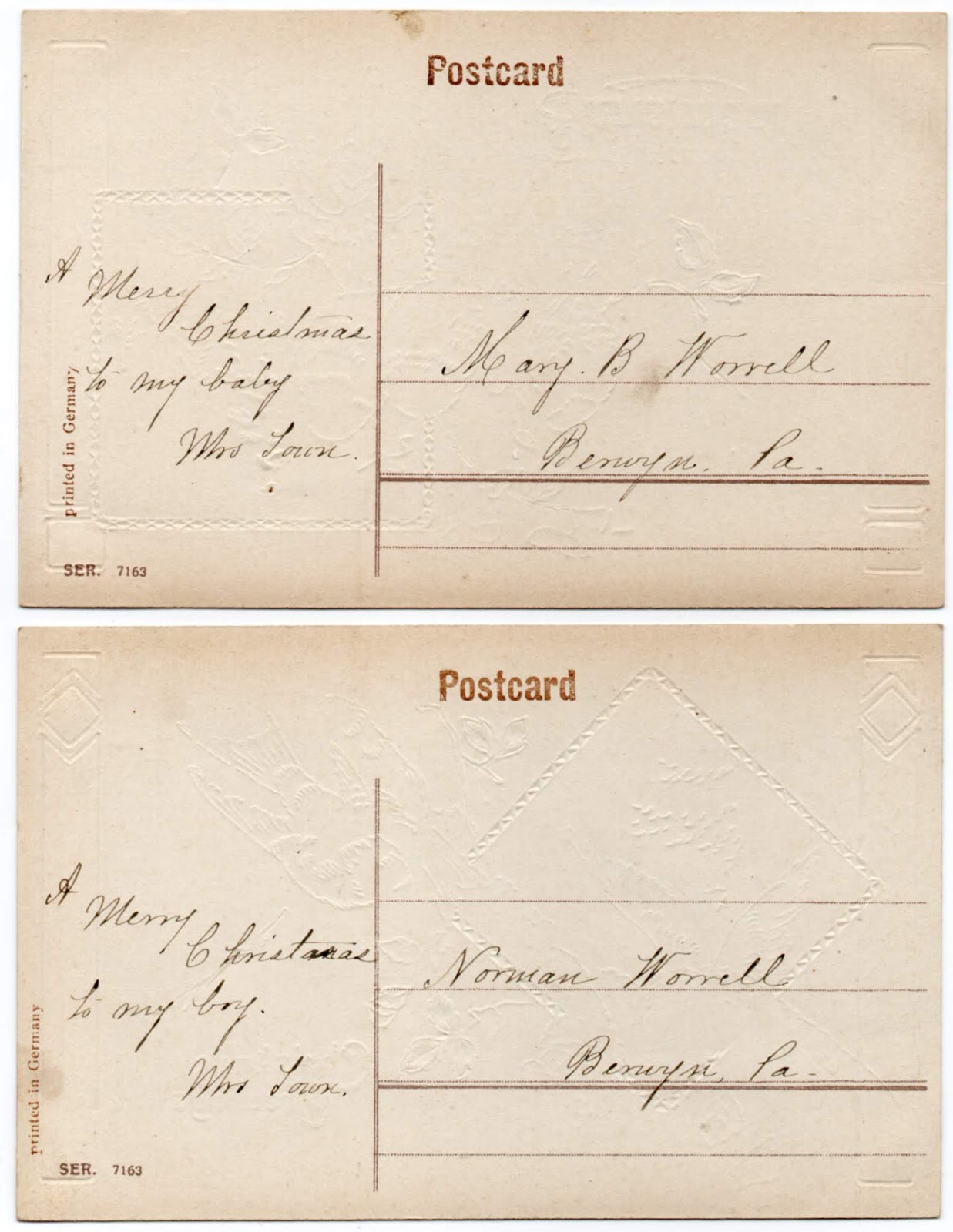 eclectic salvage: A Pair of Antique Postcards Victorian EMBOSSED ...