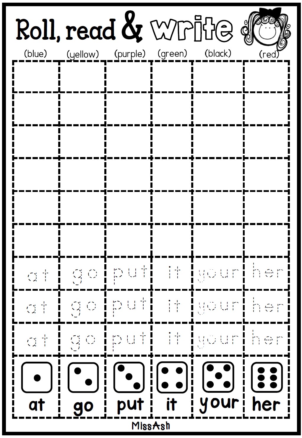 ASH THE TEACHER: ROLL, READ & WRITE SIGHT WORDS EDITION