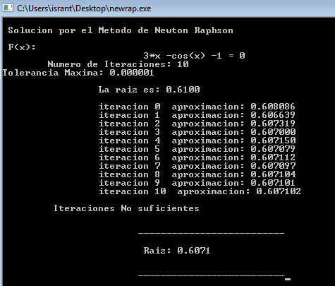 programacion en matlab, python, simulación de procesos: Newton-Raphson en C