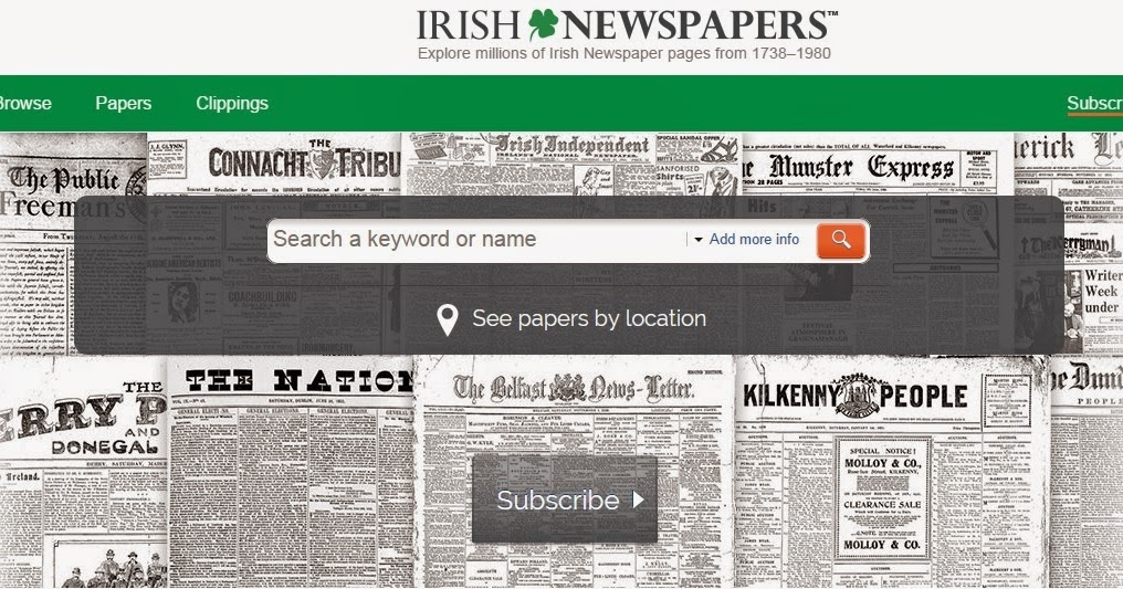 Townland of Origin: New Website: Irishnewspapers.com