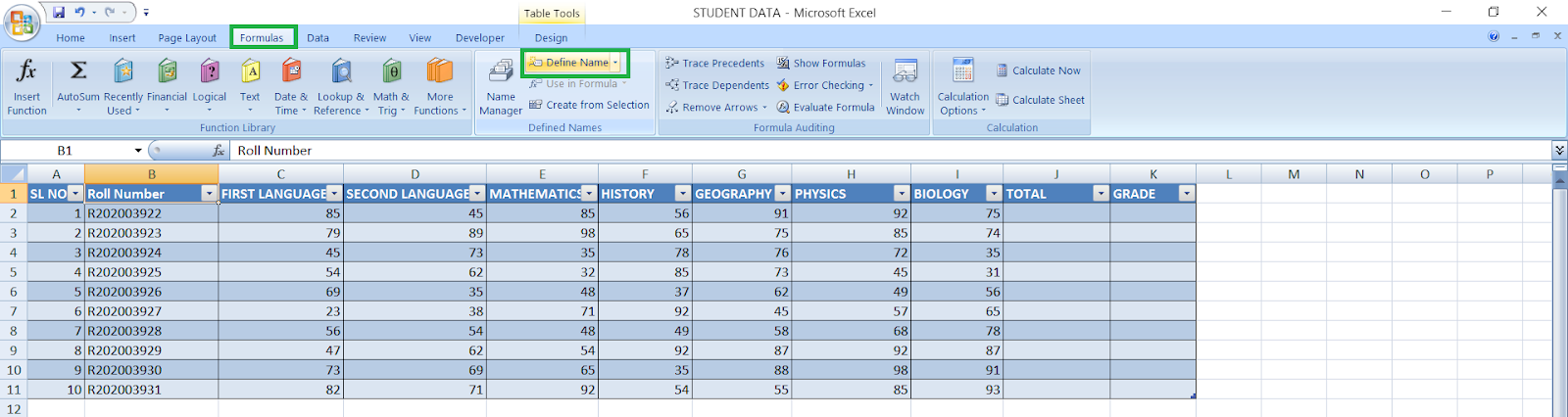 How to create Name with column Header of a Table - May I Help You