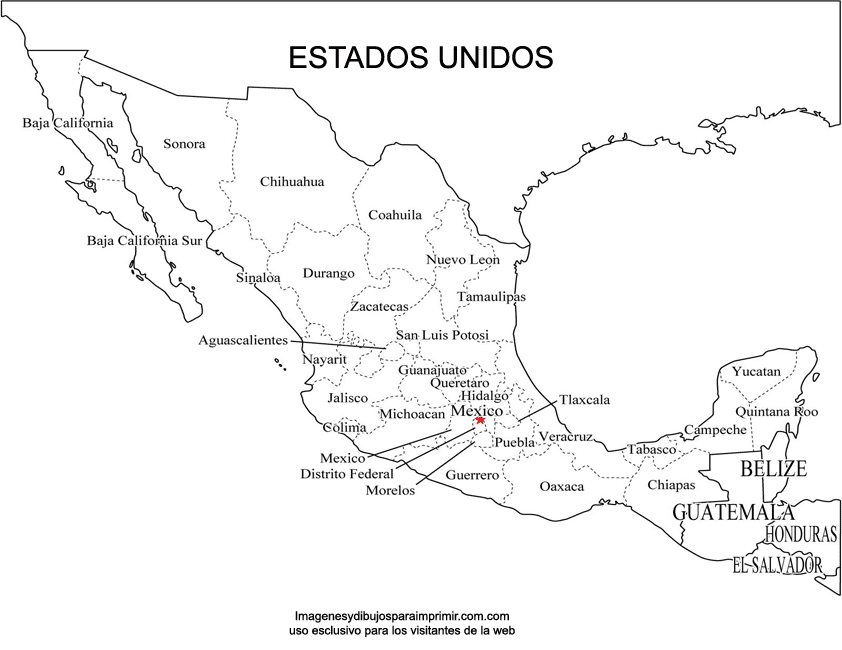Mapas de México para imprimir | Imagenes y dibujos para imprimir