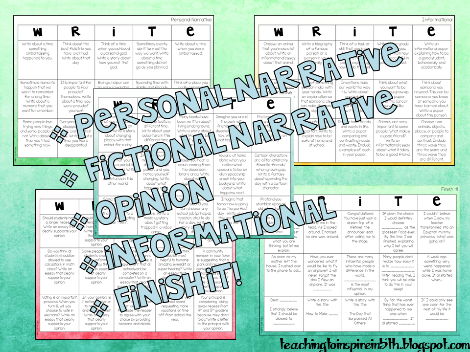 Writing Choice Boards - Teaching with Jennifer Findley