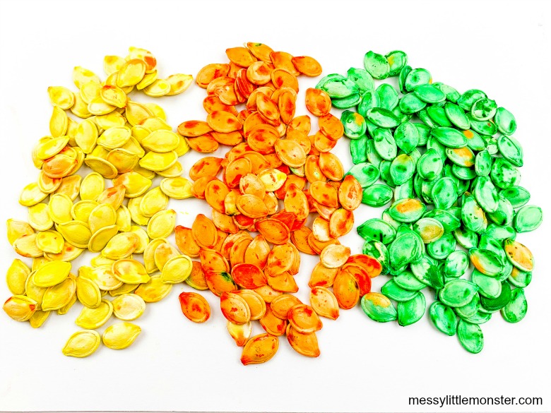 How to dye pumpkin seeds (+ fun dyed pumpkin seed activity ideas ...