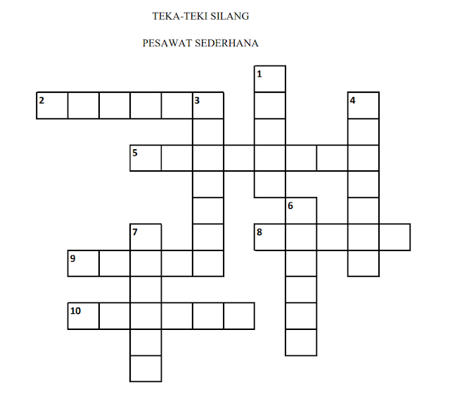 Soal TTS IPA Kelas 8 Semester Ganjil Materi Pesawat Sederhana - BRM