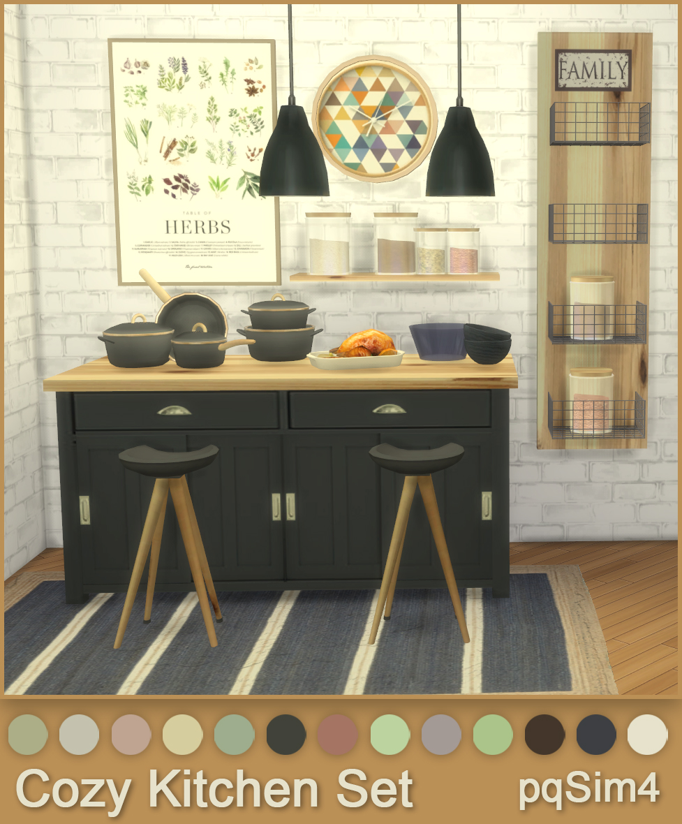 Cozy Kitchen Set. The Sims 4 Custom Content.