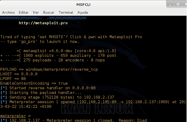 Metasploit: de ENCODING,msfvenom y PAYLOAD – Jeturing