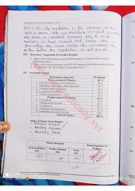 22625 Maintenance of electrical equipments Solved Lab Manual Answers ...