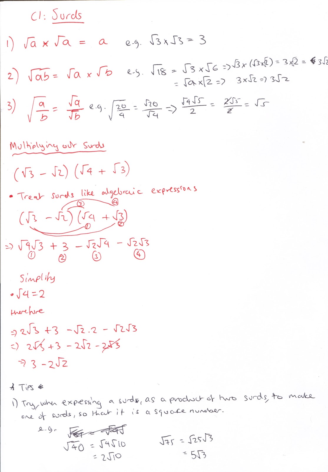 A-Level Mathematics: C1 - Algebra and Functions - Surds