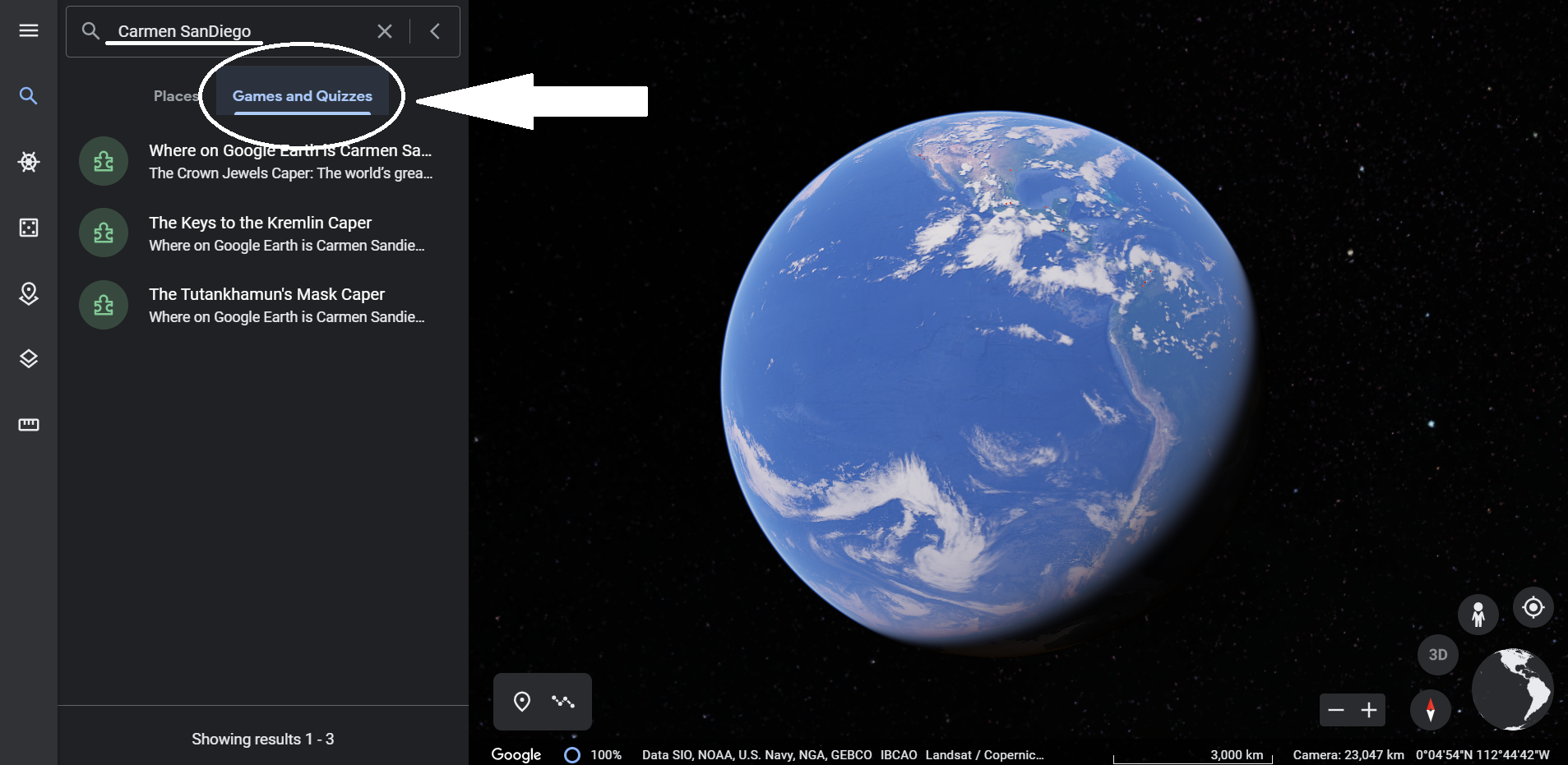 Google Earth Easter Eggs - Carmen SanDiego