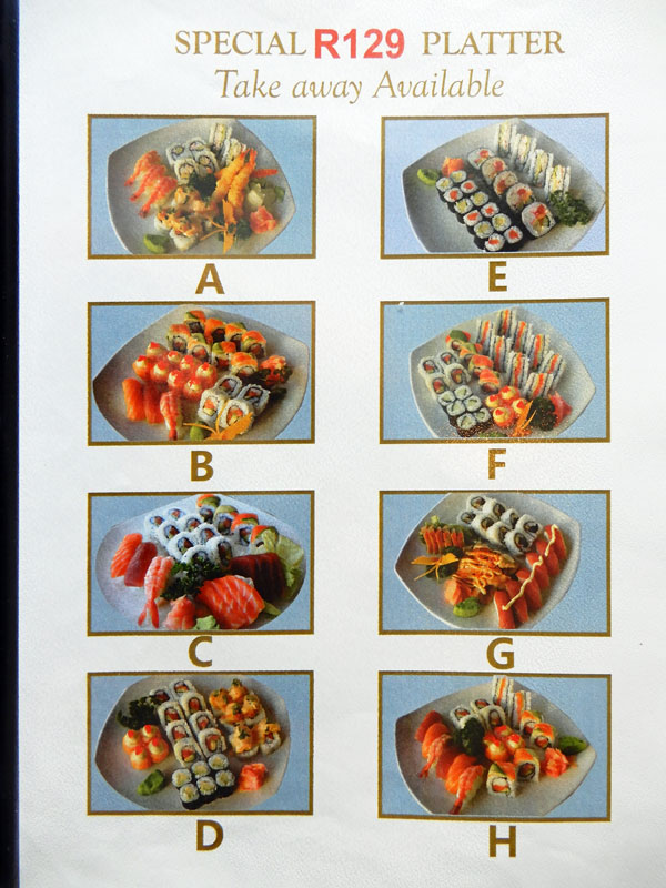.: Sushi lunch at Empire Asian restaurant, Sea Point