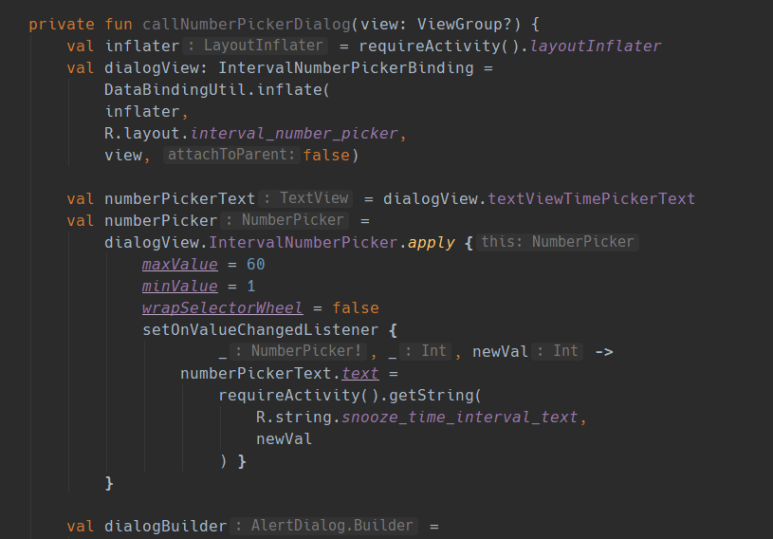 Android NumberPicker 사용:산을 붉게 물들이는 꽃