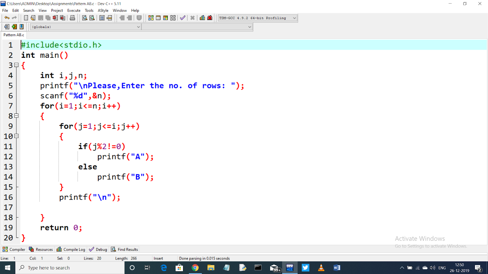 Print The Following Pattern In C Language