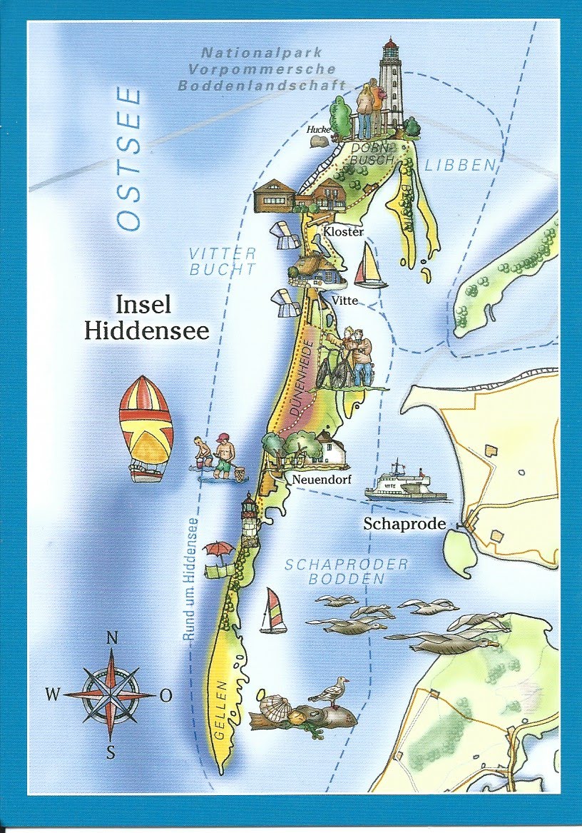 MY POSTCARD-PAGE: GERMANY ~ Map Island Hiddensee - The Western ...