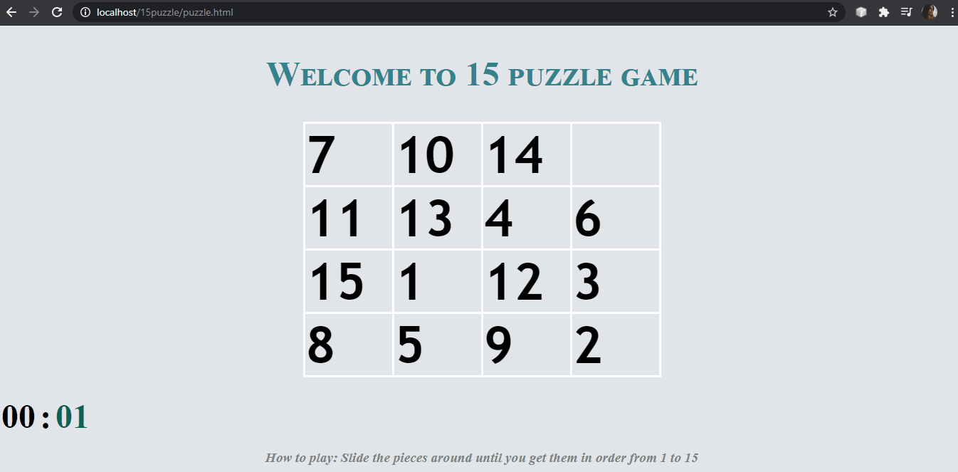 15 Puzzle Game - JavaScript 15 Puzzle Game - JavaScript