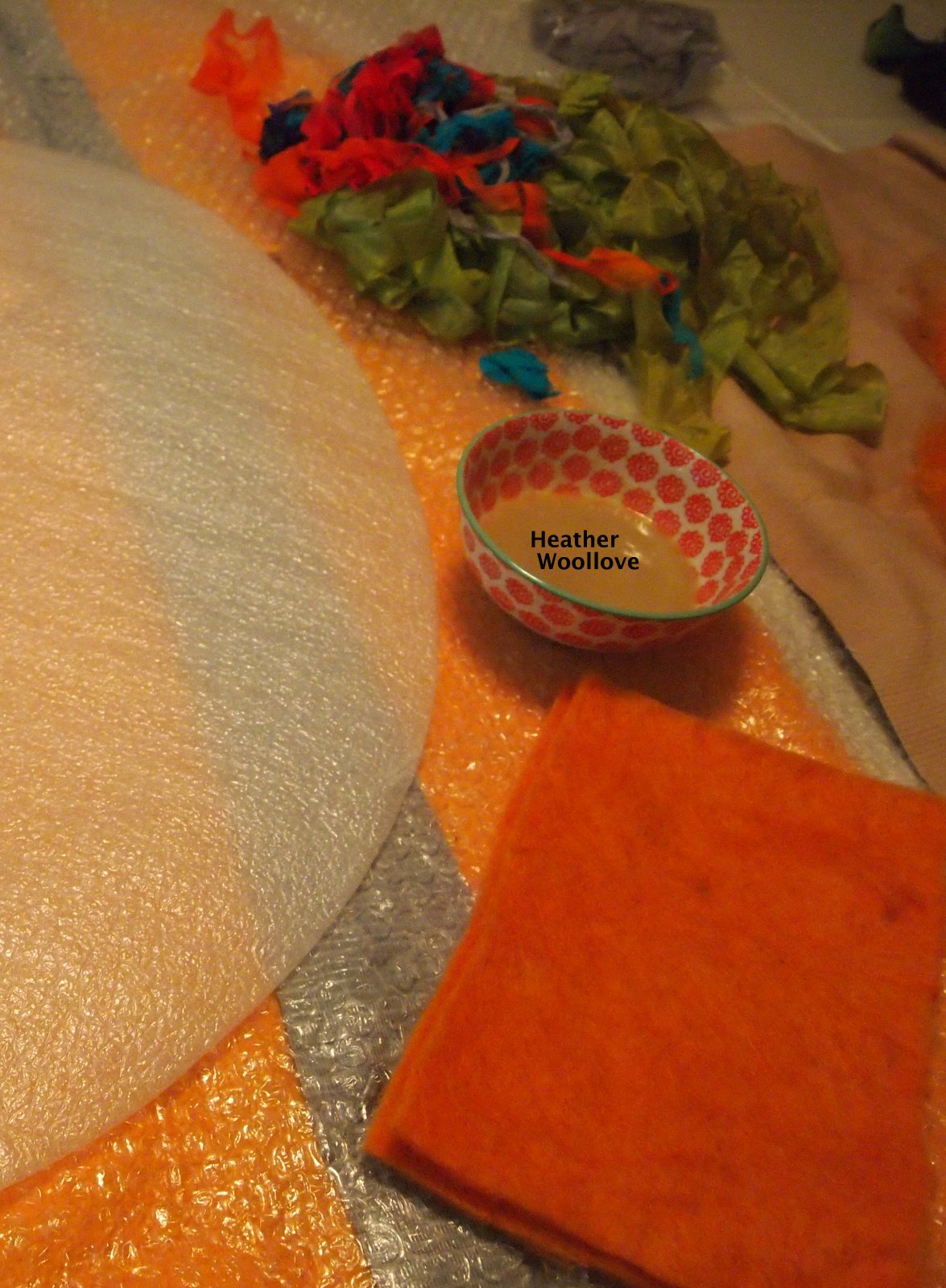 Wool love-functional fiber art: 'Silk Bits' Nuno-Felted Bag- Part 1 of