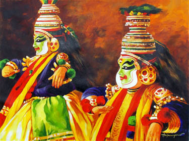 Krishnattam" Kerala art form (Acrylic on Canvas) - Art Tree Art Gallery ...