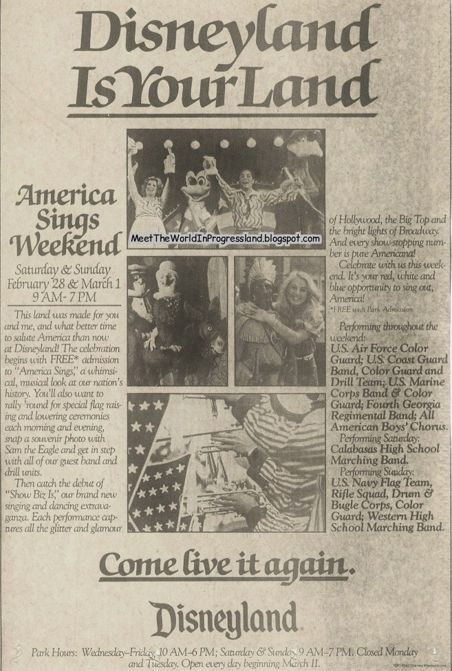Meet The World: America Sings Weekend & Tomorrowland - 1981