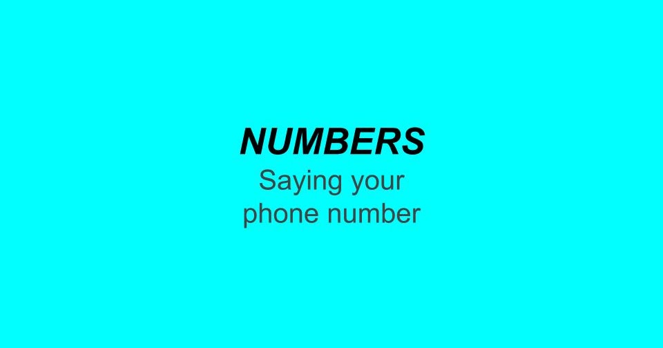 Numbers and Phone Numbers